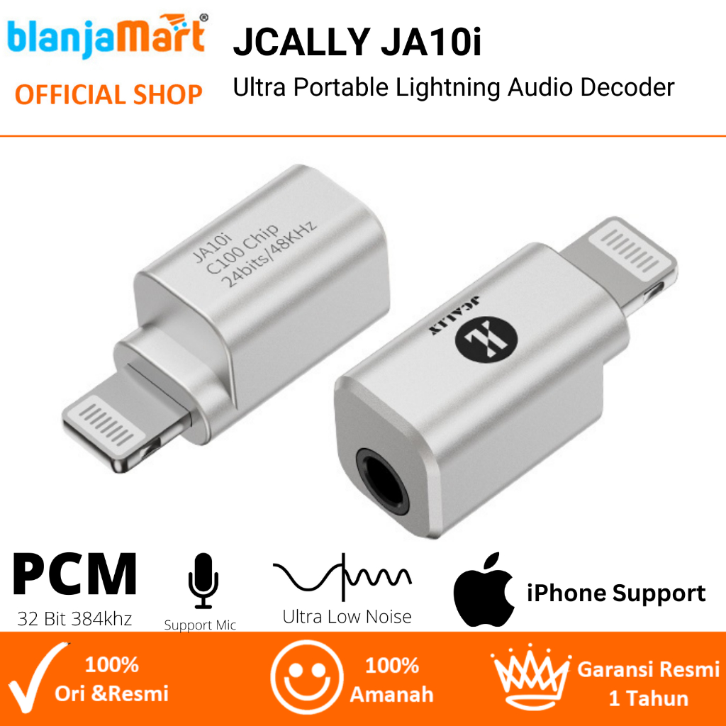 Jual JCALLY JA10i iPhone IoS Audio Dongle ADC AMP 24bits 48KHz | Shopee ...