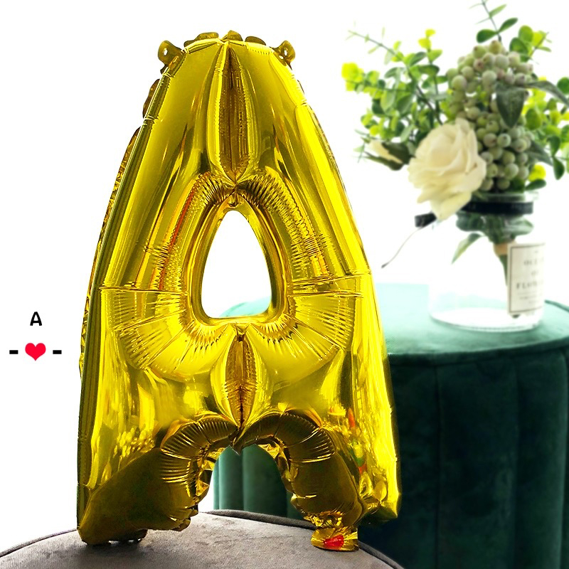 Jual Balon Foil Huruf 40cm abjad Huruf A-Z Gold Ballon Alfabet Happy ...