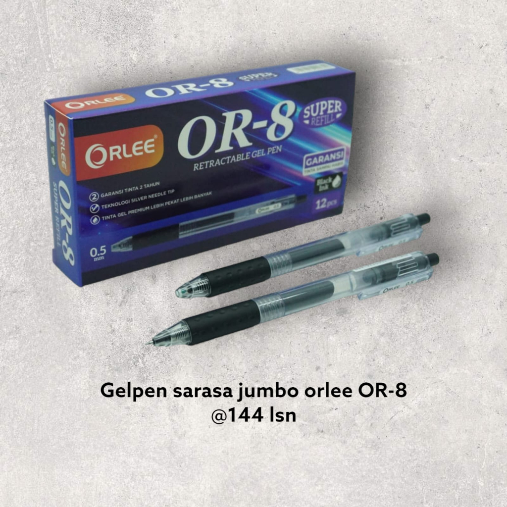 Jual GELPEN SARASA JUMBO ORLEE OR - 8 ( 1 Lusin isi 12 Pcs) | Shopee ...