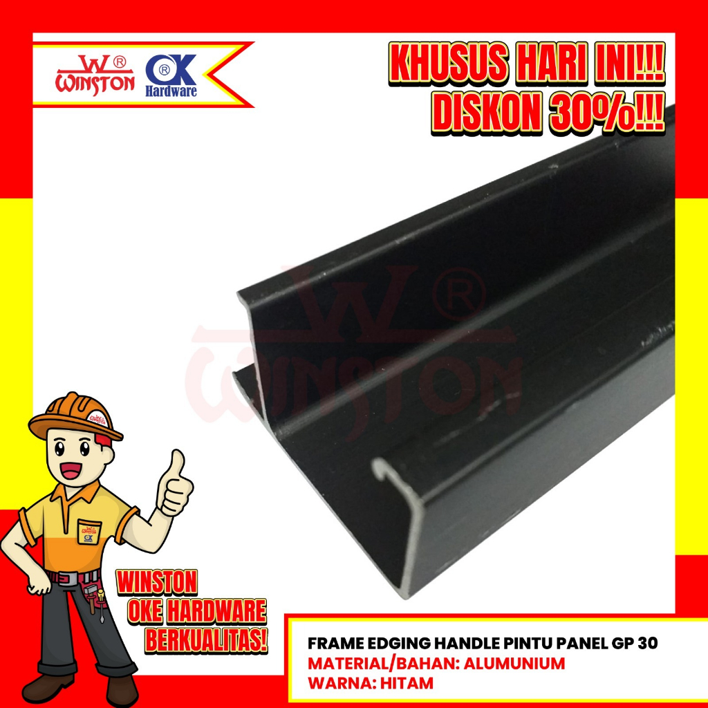 Jual Frame Edging Handle Pintu Panel GP 30 Alumunium Silver Dop ,black ...