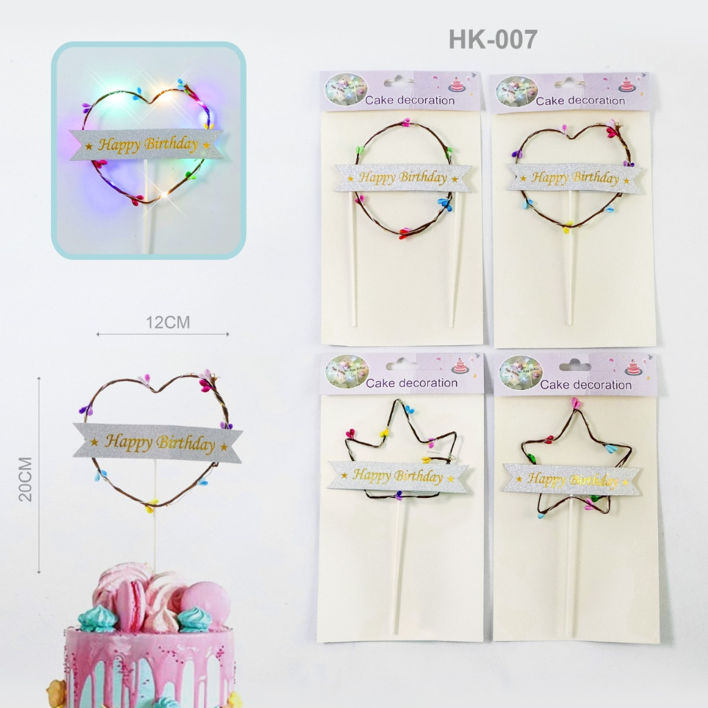Jual Oname.id Cake Topper Lampu LED Bentuk Topper Kue Ulang Tahun Lampu ...