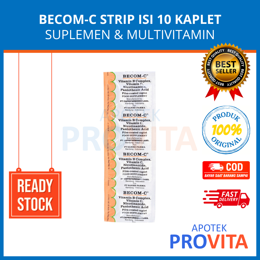 Jual BECOM-C STRIP ISI 10 KAPLET - Vitamin B Complex, Vitamin C ...