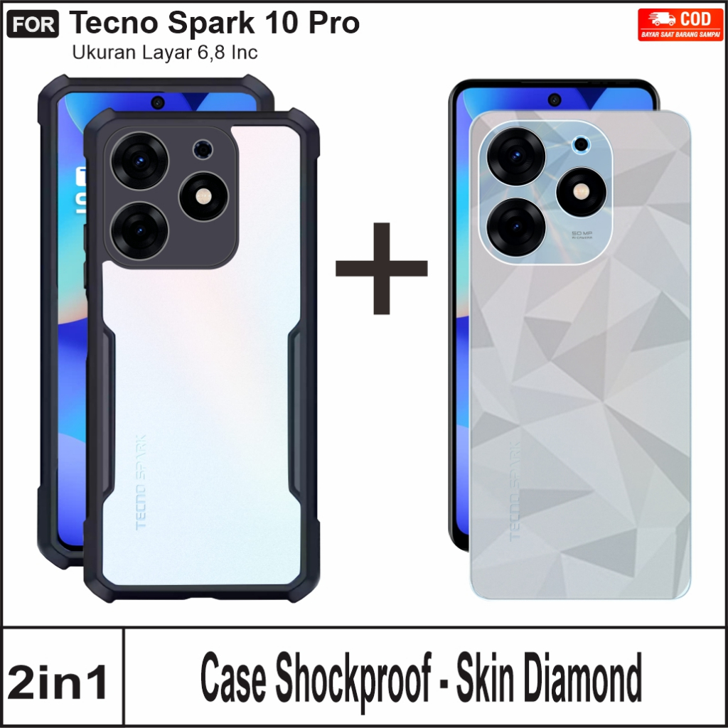 Jual Paket 2in1 Casing Tecno Spark 10 10C 10 Pro Case Armor Shockproof ...