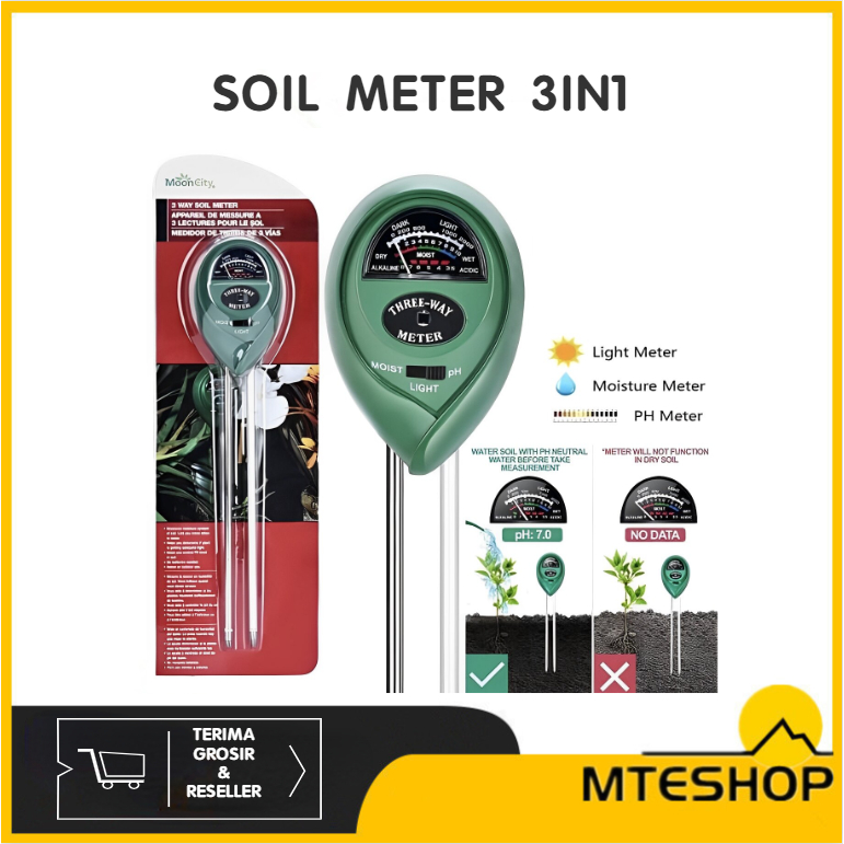 Jual MTE Soil Analyzer 3 in 1 (Moisture,PH,Light) Meter Cek Tanah ...