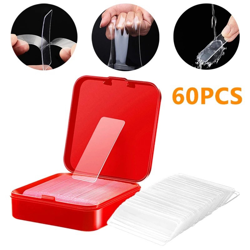 Jual DOUBLE TAPE MINI ISI 60PCS BOX TRANSPARAN 2 SISI / LAKBAN MINI ...