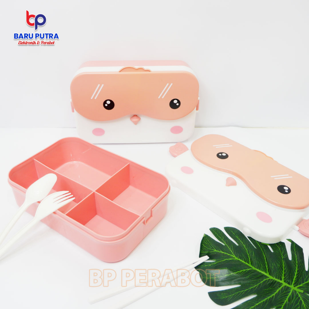 Jual LUNCH BOX LUCU KOTAK BEKAL 4 SEKAT FREE SENDOK GARPU SUMPIT 22063 ...