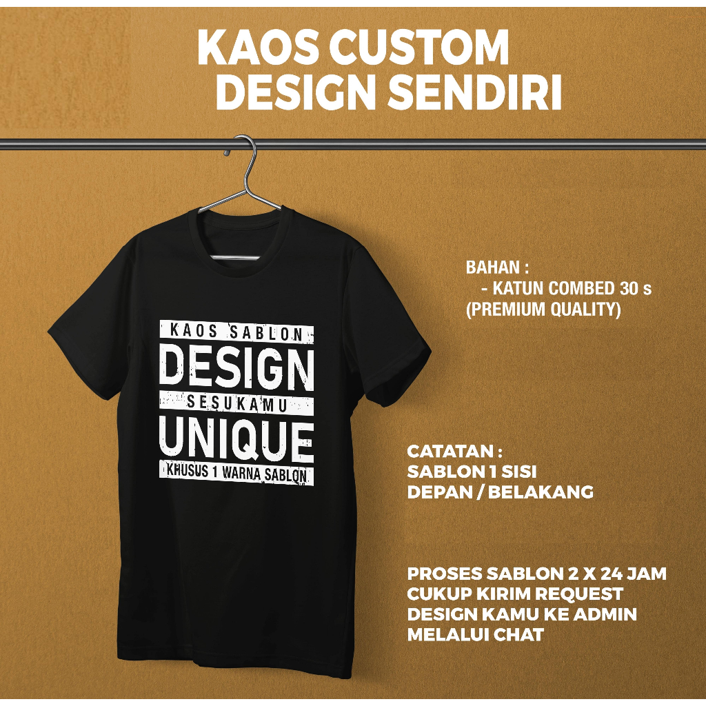 Jual BAJU KAOS SABLON SATUAN CUSTOM FOTO GAMBAR NAMA TULISAN KATA KATA DESAIN SENDIRI BEBAS ...