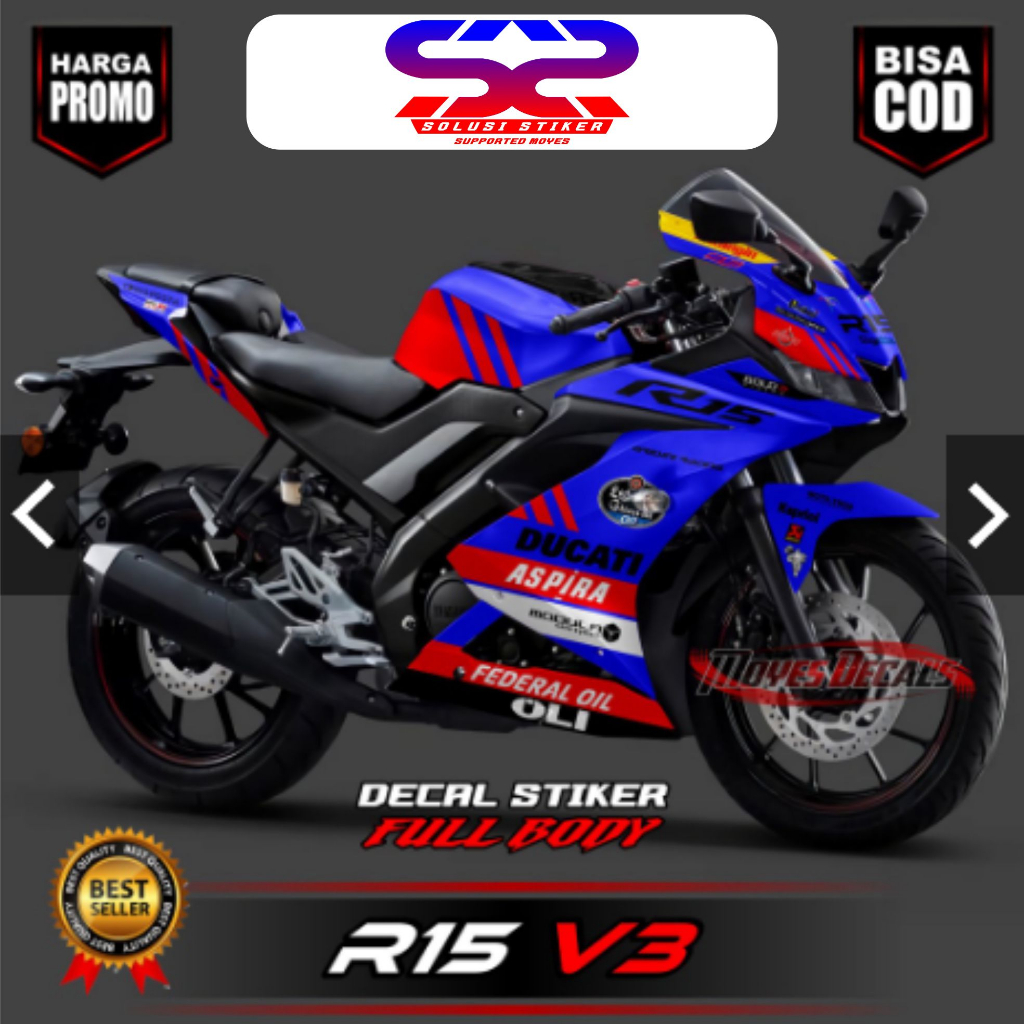 Jual [PROMO] Stiker Decal R15 V3 FullBody Desaind Biru Terbaru Decal ...
