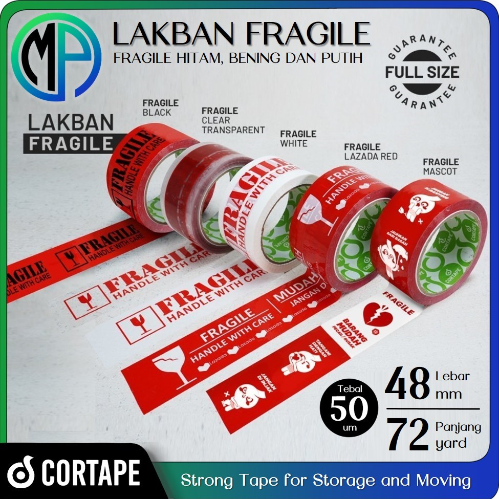 Jual Lakban / OPP Tape / Selotip Fragile dan Unboxing 2inch 48mm x ...