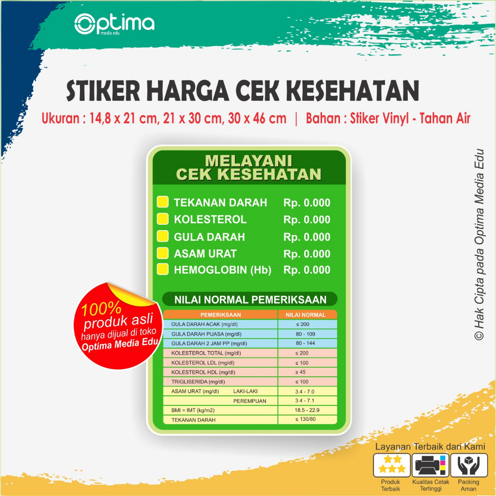 Jual Stiker Harga Cek Kesehatan untuk Dokter/Bidan/Klinik/puskesmas ... Jual Stiker Harga Cek Kesehatan untuk Dokter/Bidan/Klinik/puskesmas ...