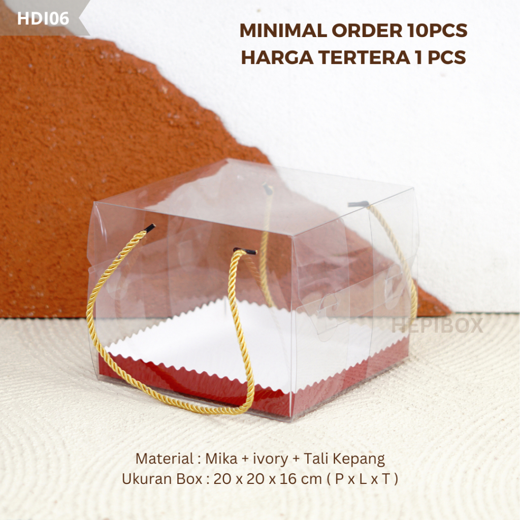 Jual Box Mika Tali 20x20x16 / Box Hampers Tali / Cake Box / Kotak Mika ...