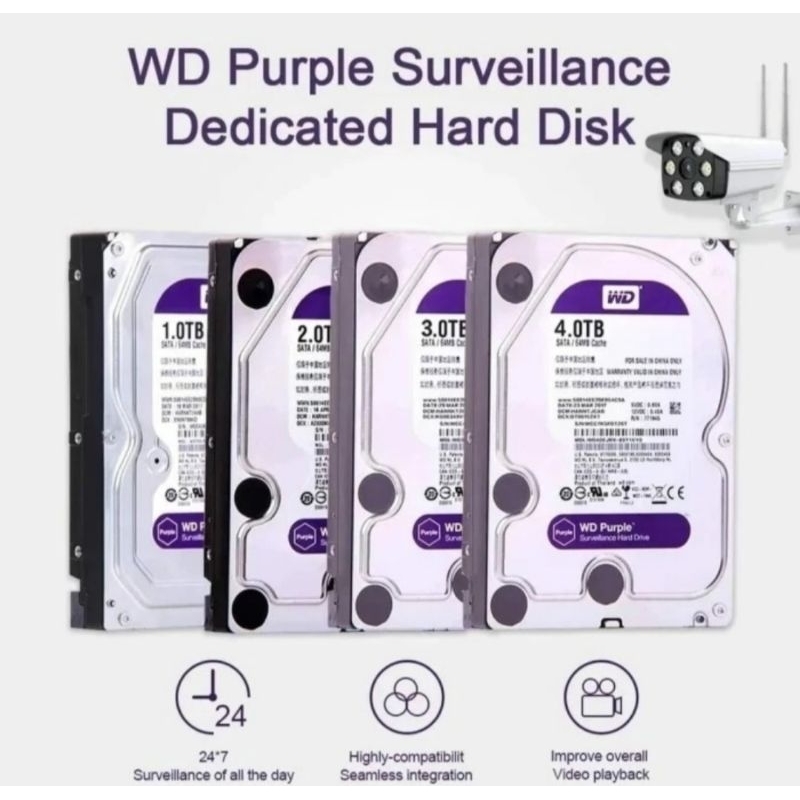 Jual Hardisk Cctv 3TB/ 2TB/1TB/500GB WD Purple /Skyhawk Surveillace For ...