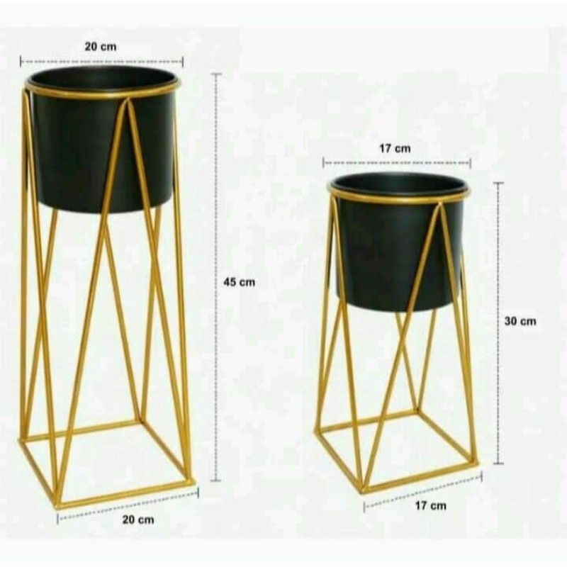 Jual 1 set isi 2/dudukan pot bunga/rak bunga/rak besi/standing pot/pot ...
