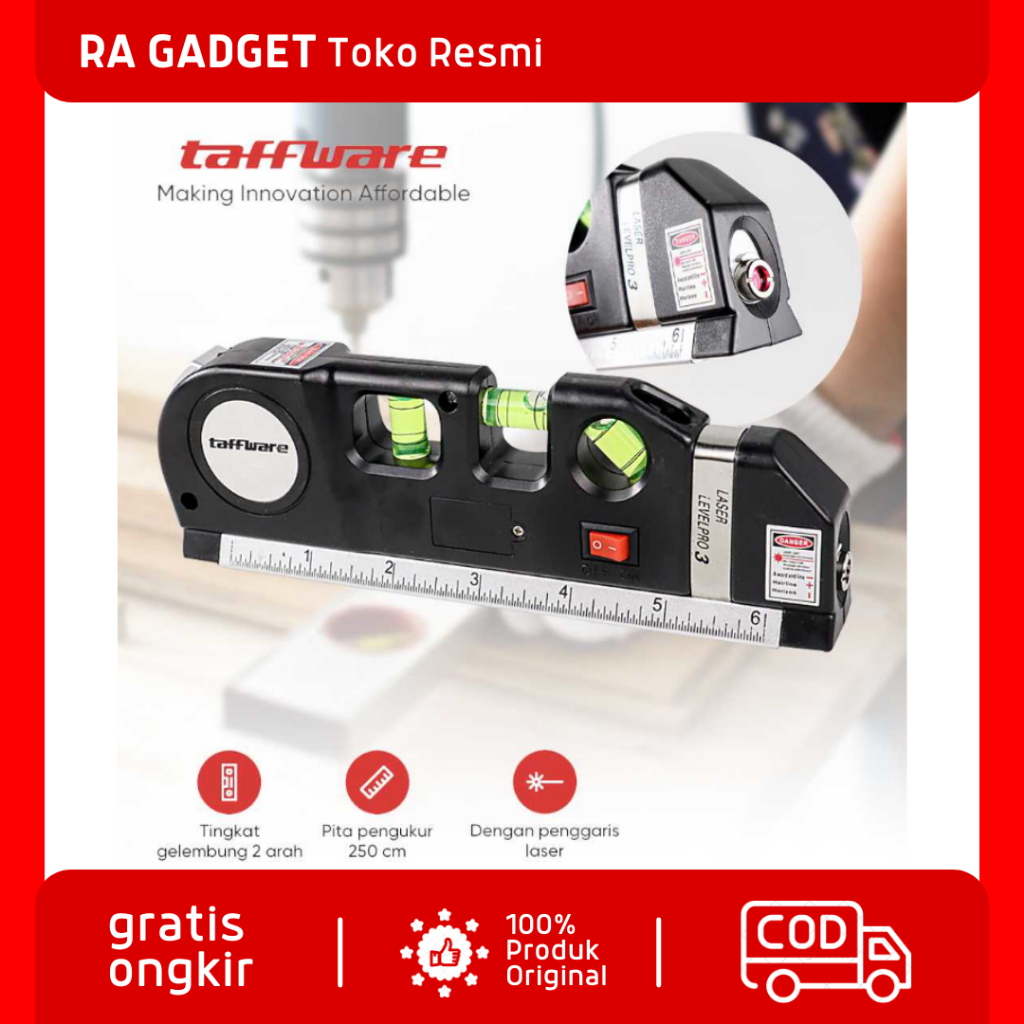 Jual LEVELPRO3 Penggaris Laser 250CM + Waterpass Multifungsi ...
