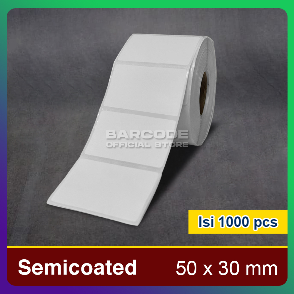 Jual Label Semicoated 50 x 30 mm Sticker Printer Barcode 50x30 mm - 1 Line | Shopee Indonesia