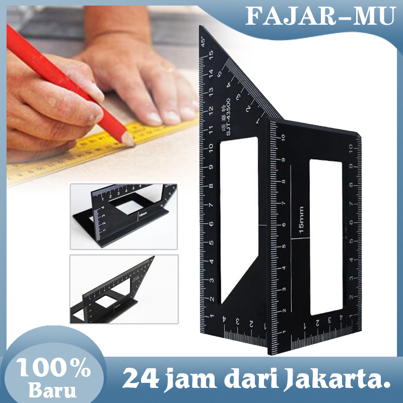 Jual Penggaris Segitiga Siku Marking Ruler 3D Alumunium Mitre Angle ...
