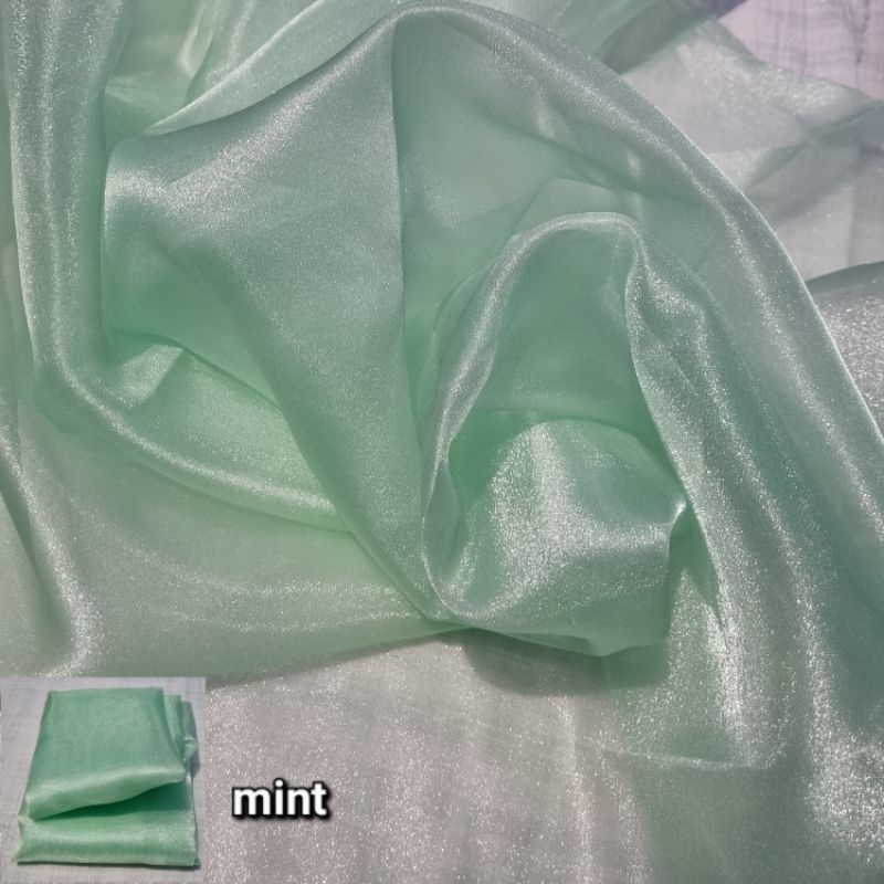 Jual kain organza pasir/crinkle metalik/sparle gliter/organza crystal ...