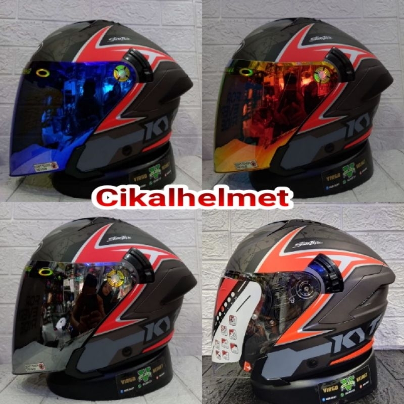 Jual KYT NFJ MOTIF ATTITUDE MATT ANTHRACITE RED PAKET GANTENG TERMURAH ...
