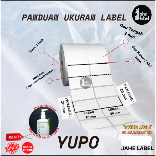 Jual LABEL VINYL 50X20 MM STIKER YUPO WARNA 50x20mm 2 lINE 5000 PCS ...