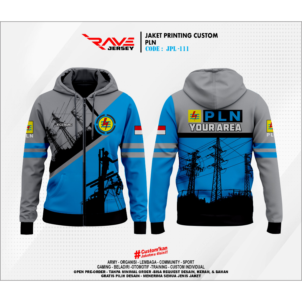 Jual JAKET PLN SESI 3 FULL PRINTING SUBLIM CUSTOM (DESAIN SUKA SUKA ...