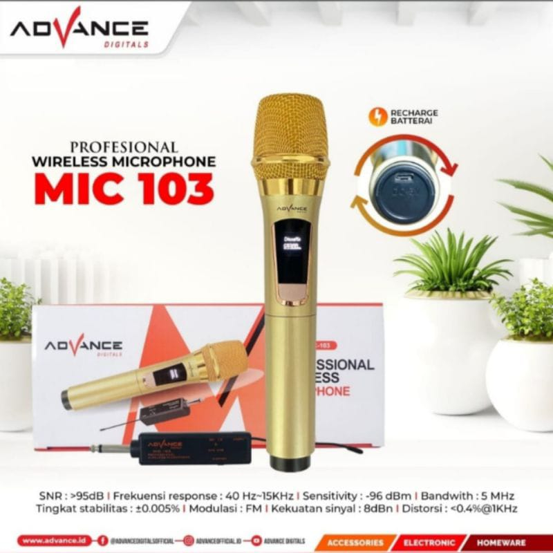 Jual Mic Wireless Advance 102 103 104 microphone Single Advance Mic102 ...