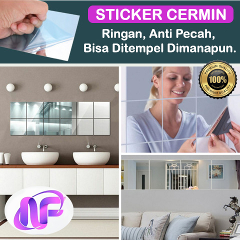 Jual Stiker Cermin Dinding Tempel Persegi Anti Pecah Sticker Kaca ...