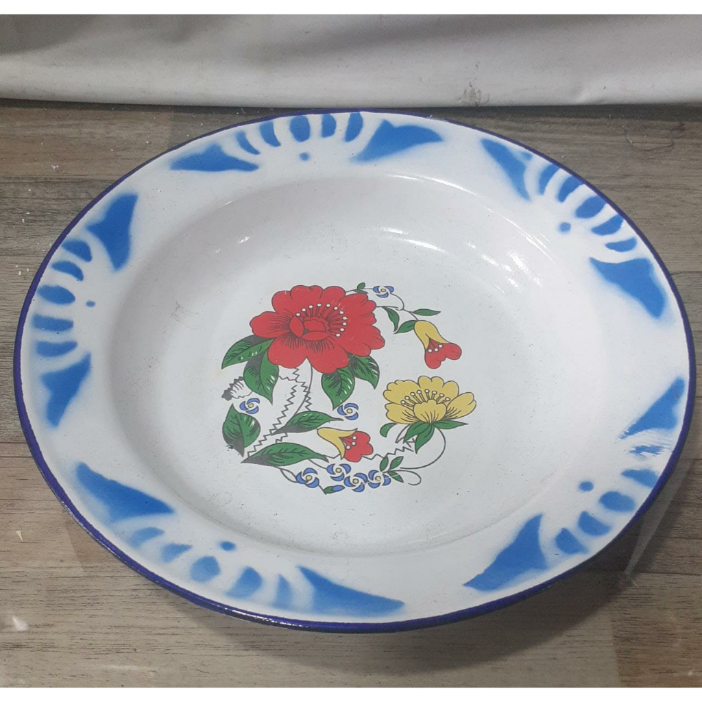 Jual piring makan seng jadul 22cm MOTIF & WARNA RENDOM | Shopee Indonesia