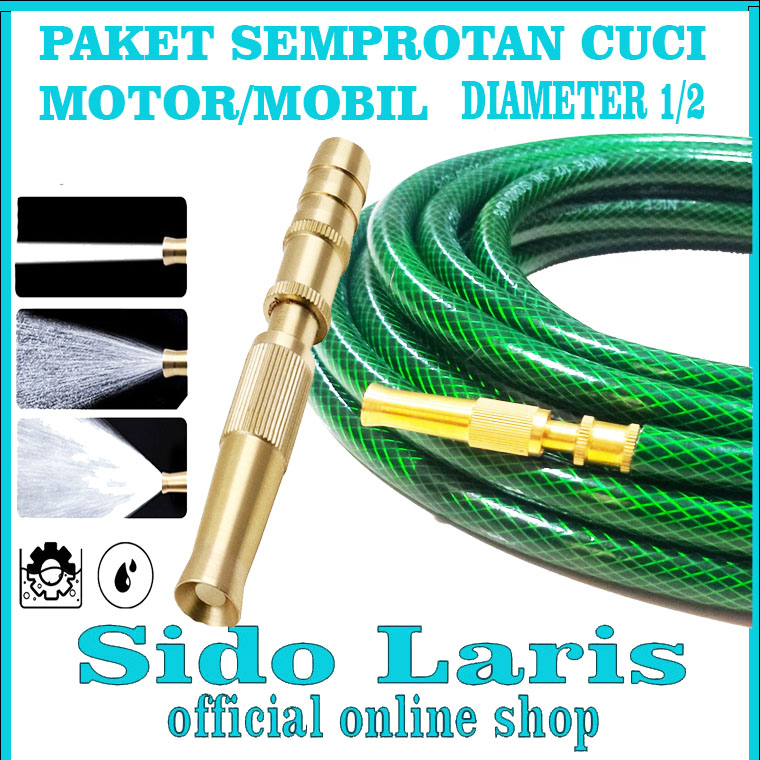 Jual Paket Semprotan Cuci Motor Selang Air Serat Benang Hijau Diameter ...