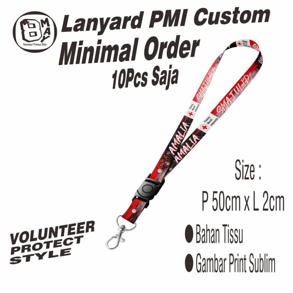 Jual Tali Id Card PMI / Lanyard PMI Custom Isi 10Pcs | Shopee Indonesia