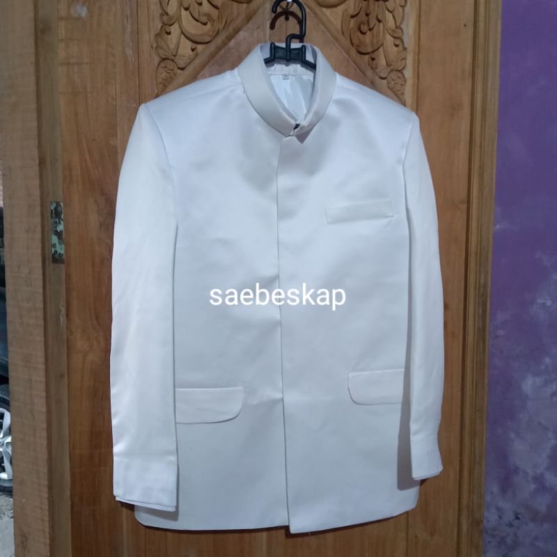 Jual basofi akad alusan/beskap pengantin putih tulang | Shopee Indonesia