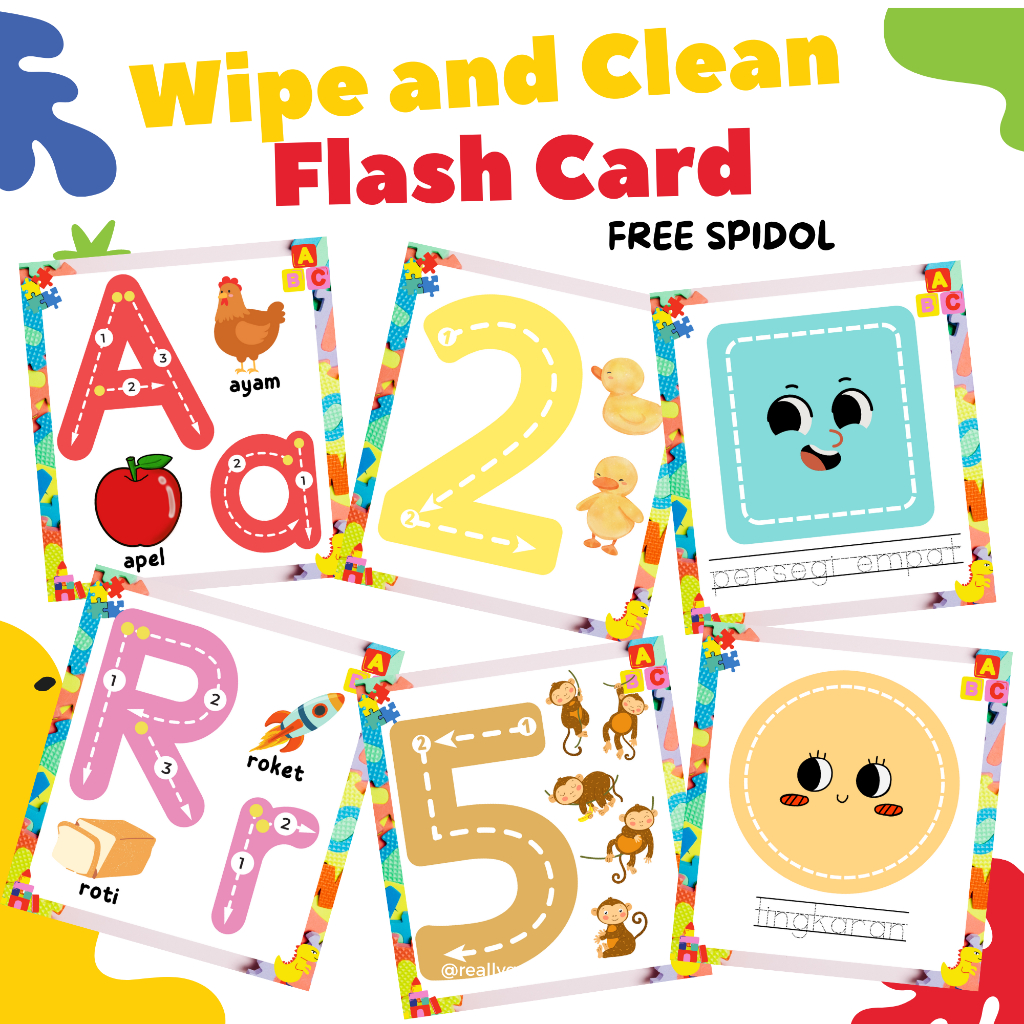 Jual Flash Card Wipe and Clean / Flash Card Huruf / Flash Card Angka ...