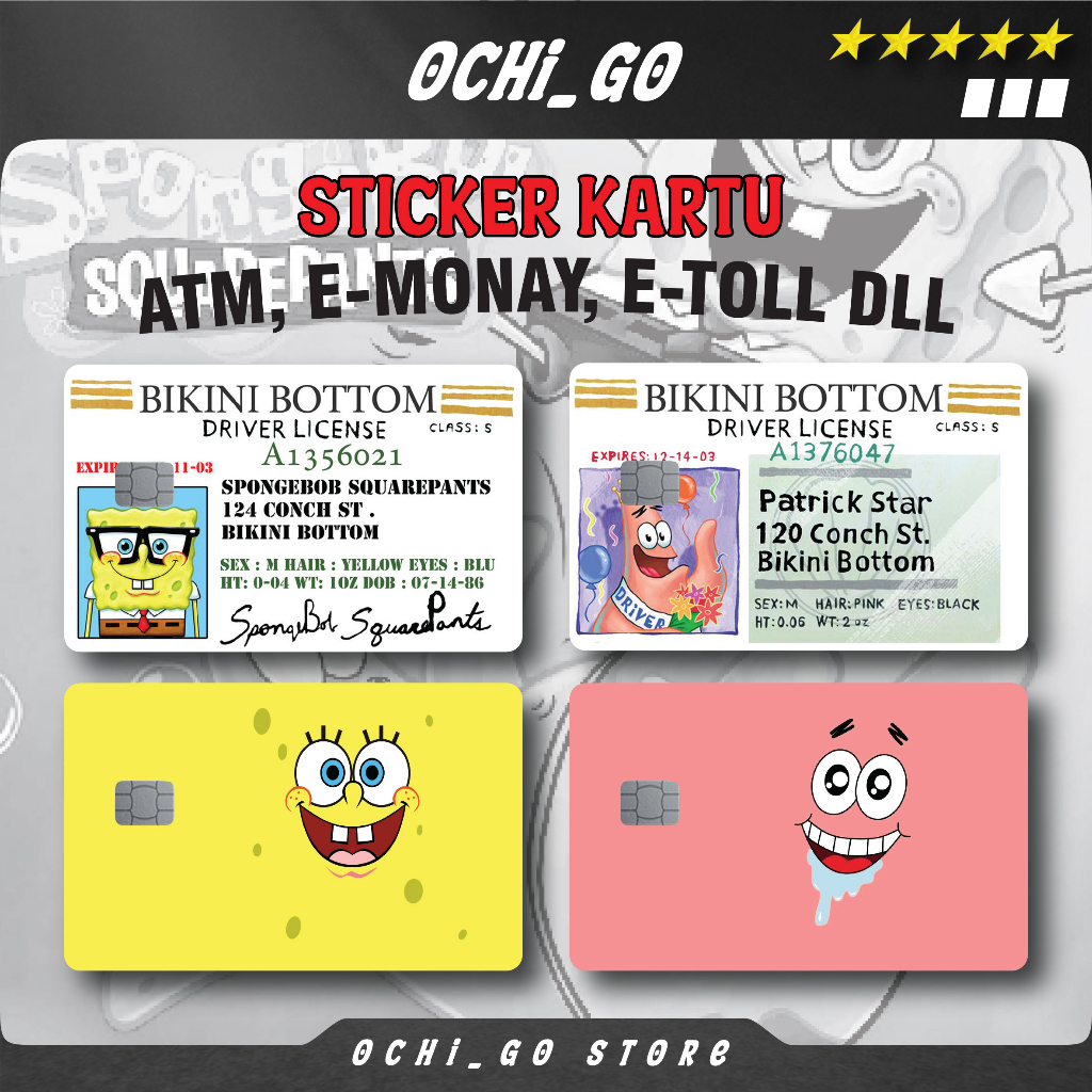 Jual Stiker Sticker Kartu Atm Garskin Skin Card Atm - Spongebob Edition ...