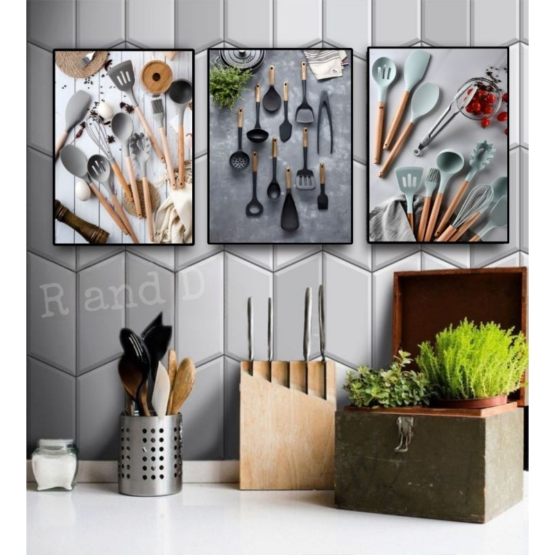 Jual Hiasan dinding gambar peralatan dapur ukuran A3, dekorasi bingkai ...