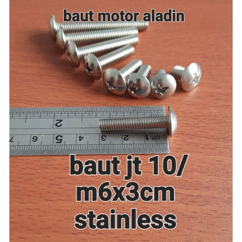 Jual Baut JT 10/M6x3cm stainless (2 pcs) | Shopee Indonesia