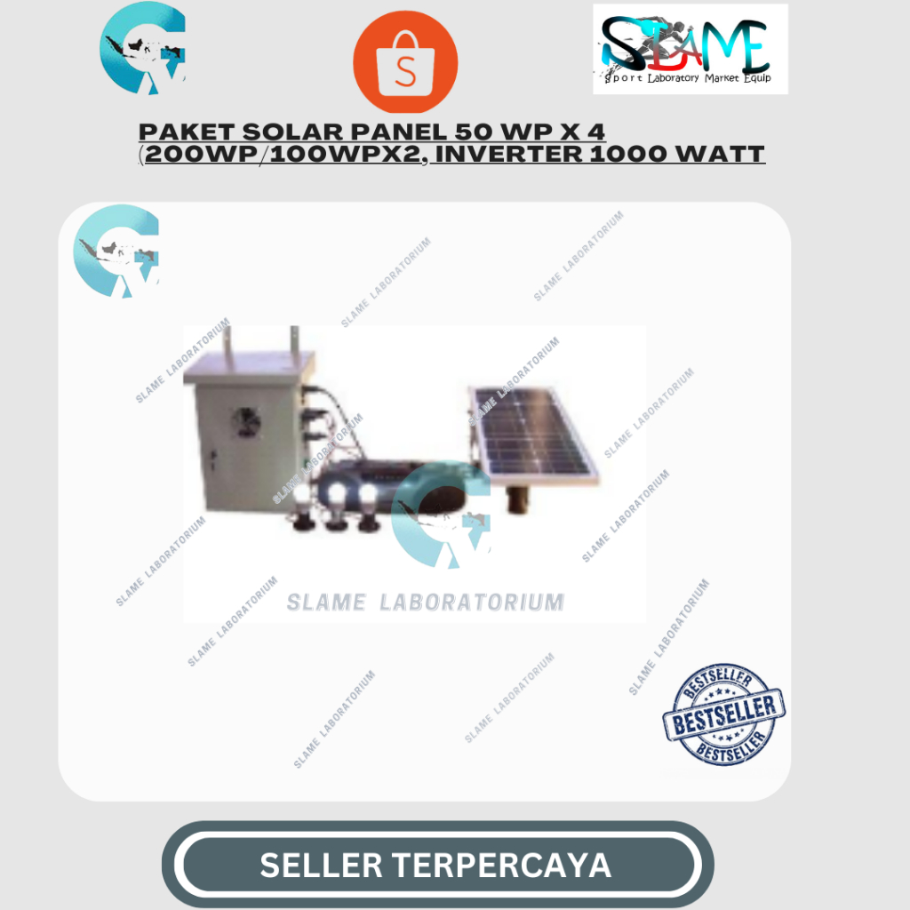 Jual Paket Solar Panel 50 WP x 4 (200wp/100wpx2, Inverter 1000 Watt ...