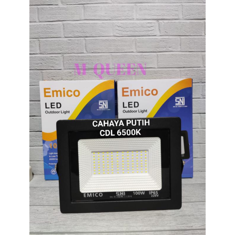 Jual EMICO LAMPU SOROT LED 100W LED FLOOD LIGHT 100 WATT LED TEMBAK OUTDOOR LIGHT SNI BAGUS ...