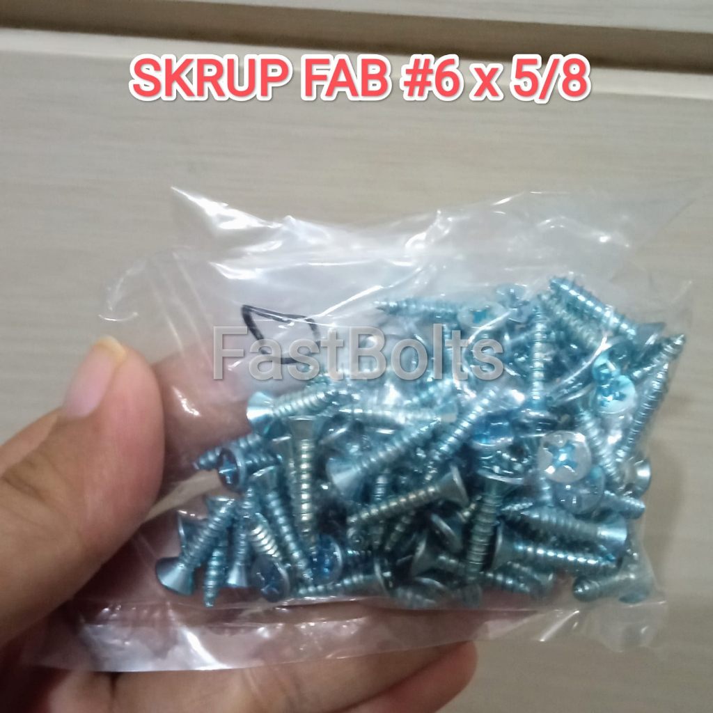 Jual BAUT SKRUP SEKRUP PAB FAB 6 x 5/8 isi 100pcs | Shopee Indonesia