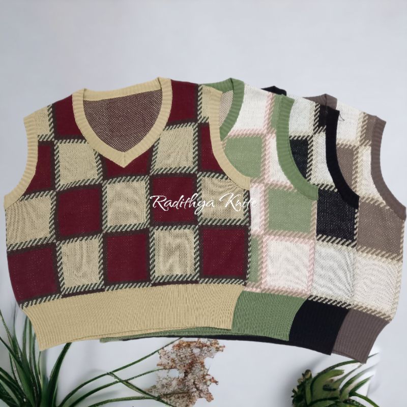 Jual Rompi Rajut Knited Frame Argyle/Rompi Vest | Shopee Indonesia