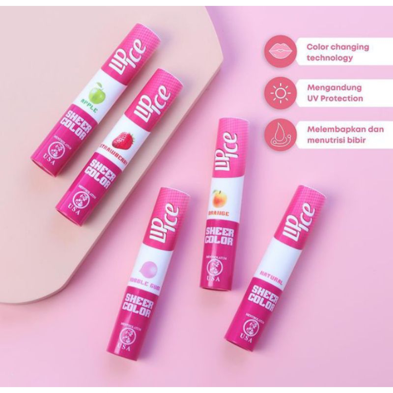 Jual Lip Ice Sheer Color Lip Balm Natural, Strawberry, Bubble Gum ...
