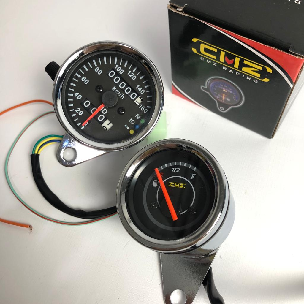 Jual Speedometer Jarum indikator led Set Amper Bensin Universal Hitam ...