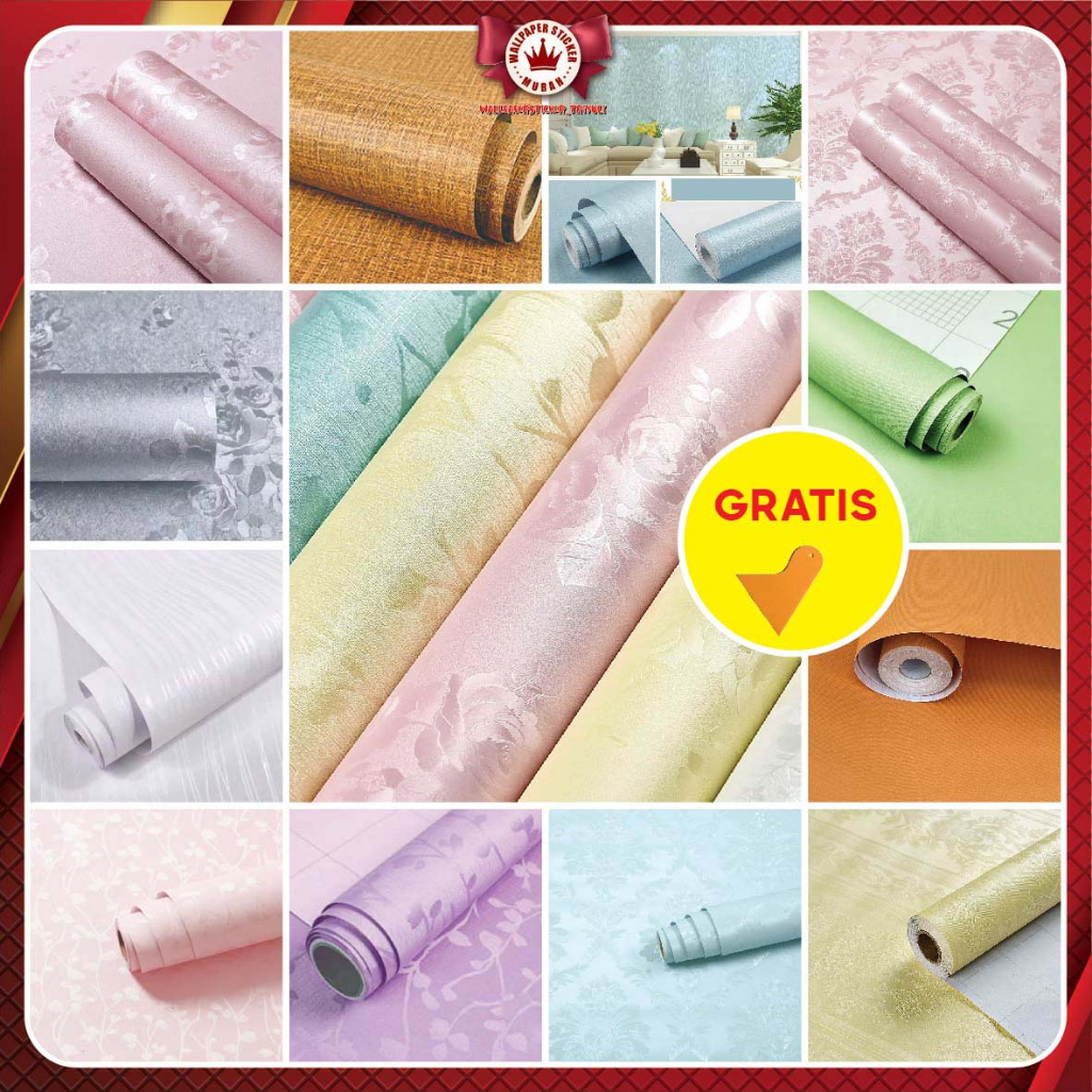Jual WALLPAPER DINDING POLOS BERTEKSTUR 45CMX10M 9M 8M WALPAPER DINDING ...
