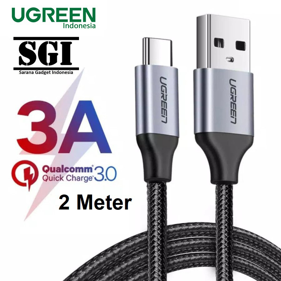 Jual UGREEN ORIGINAL Kabel Data USB to Type C 3A 2M 2 Meter Nylon Nilon ...