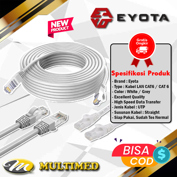 Jual Kabel LAN Internet CAT6 / CAT 6 Siap Pakai | Shopee Indonesia
