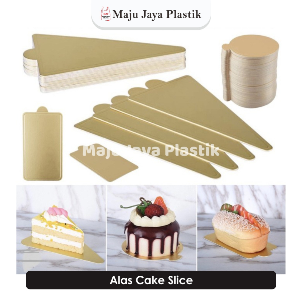 Jual Paper Slice Cake Roti Potong Segitiga Round Kotak Alas Tray Emas ...