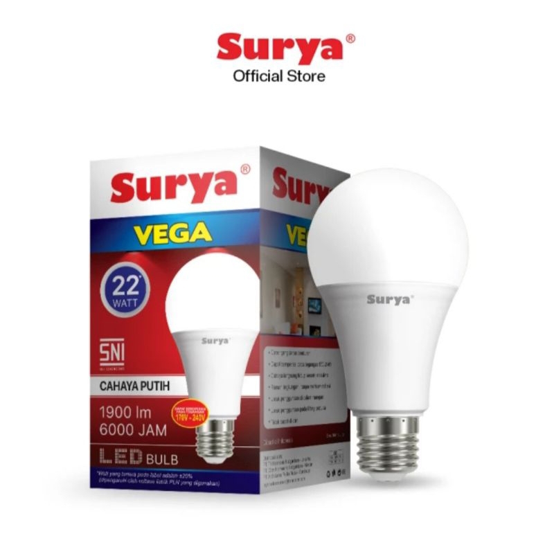 Jual Lampu LED Bulb SURYA VEGA 22W 22 Watt / SURYA CAPTIVA 24W Cahaya Putih Cool Daylight ...
