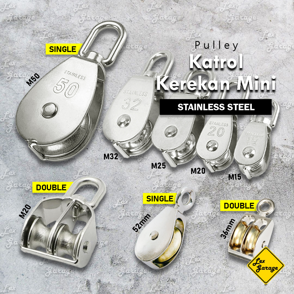 Jual Katrol Kerekan Mini Kecil Manual Burung Single Double Stainless ...