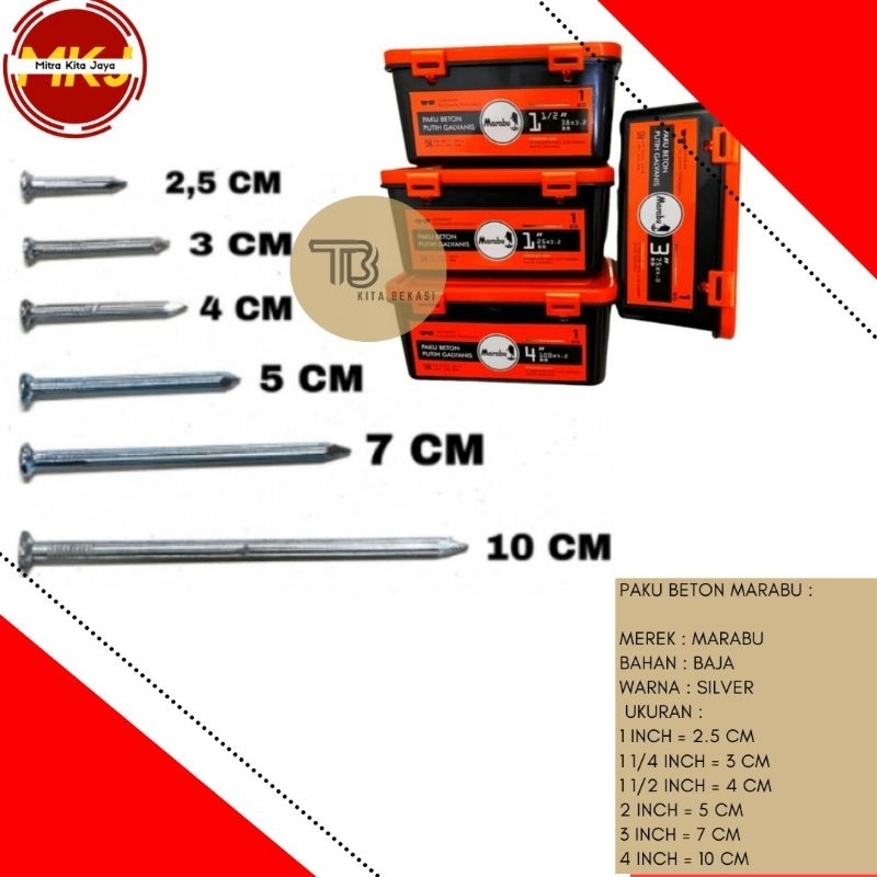Jual PAKU BETON MARABU 3CM 4CM 5CM 7CM 10CM PER PCS GALVANIS TEMBOK DINDING BATA | Shopee Indonesia