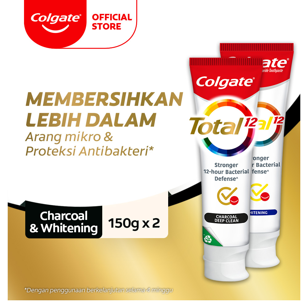 Jual Colgate Total Whitening + Charcoal Deep Clean Toothpaste 150g ...