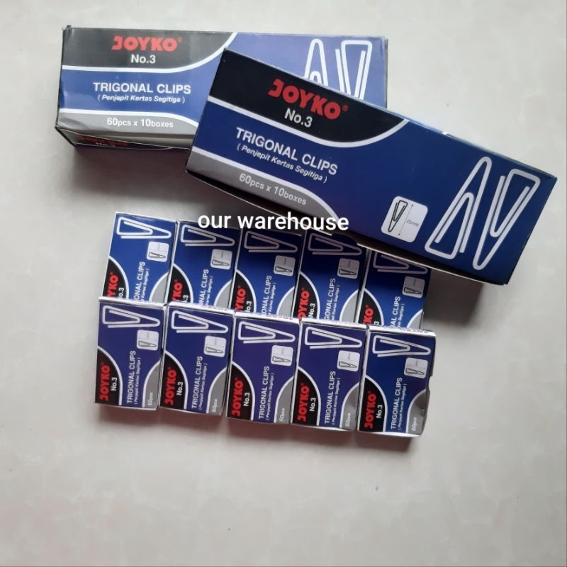 Jual JOYKO Trigonal Clip no.3 Klip Penjepit Kertas Segitiga 1 Box isi ...