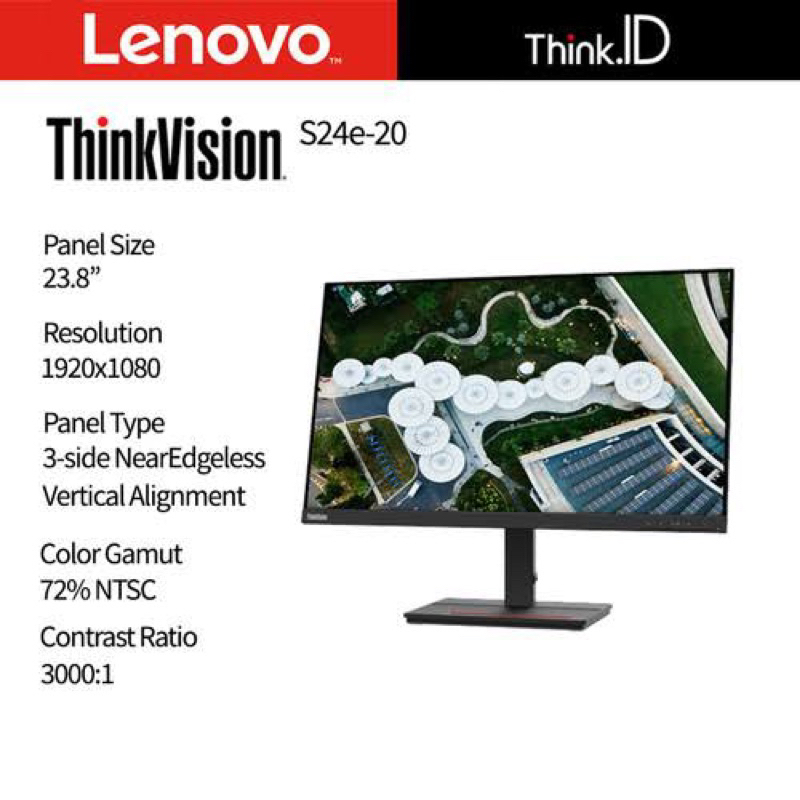 Jual LENOVO Monitor LED Thinkvision S24e-20, 24” VA 1920x1080 HDMI Vesa ...